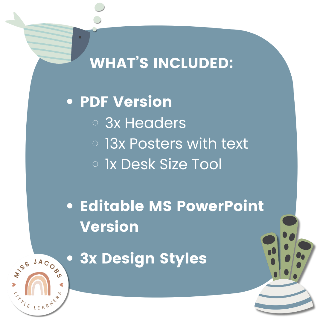 Levels of Understanding Posters - Cute Sea Life Classroom Decor