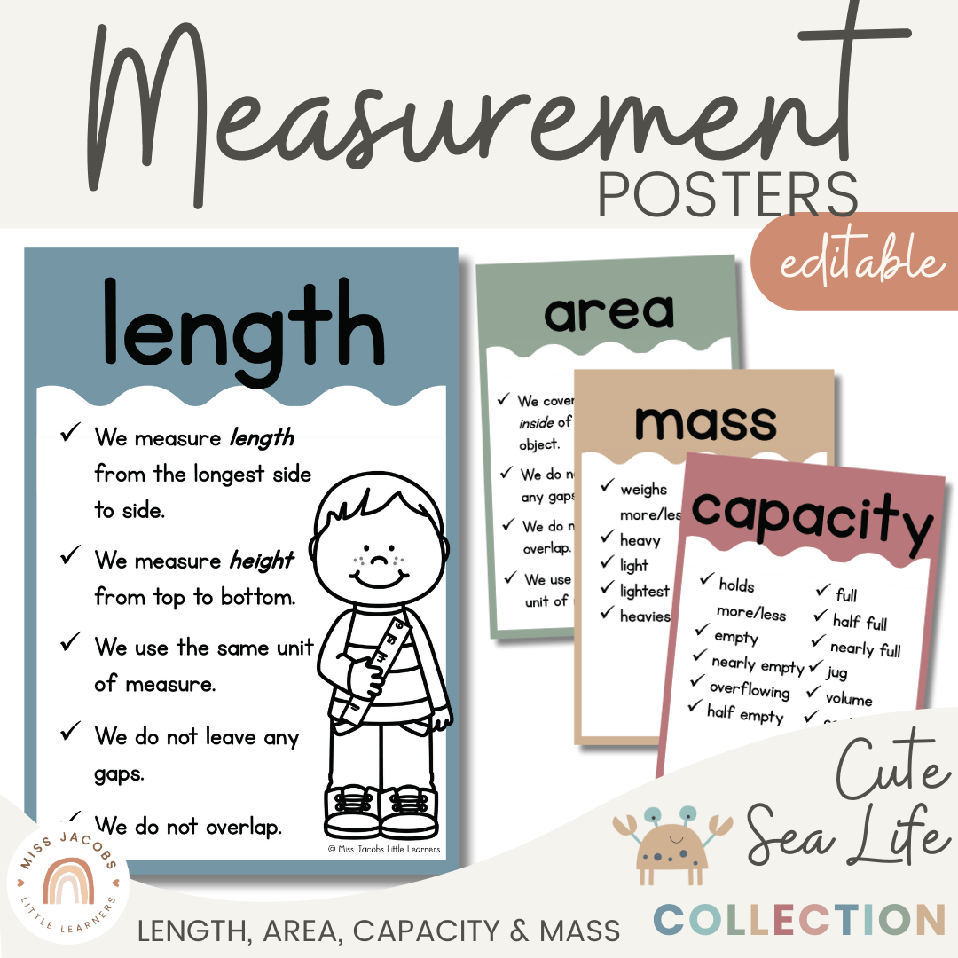 Measurement Posters - Cute Sea Life Classroom Decor