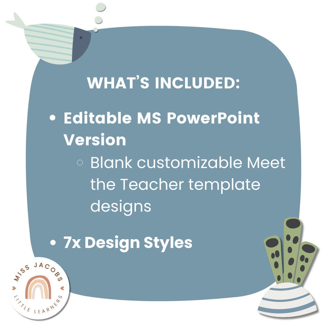 Meet the Teacher Templates - Cute Sea Life Classroom Decor