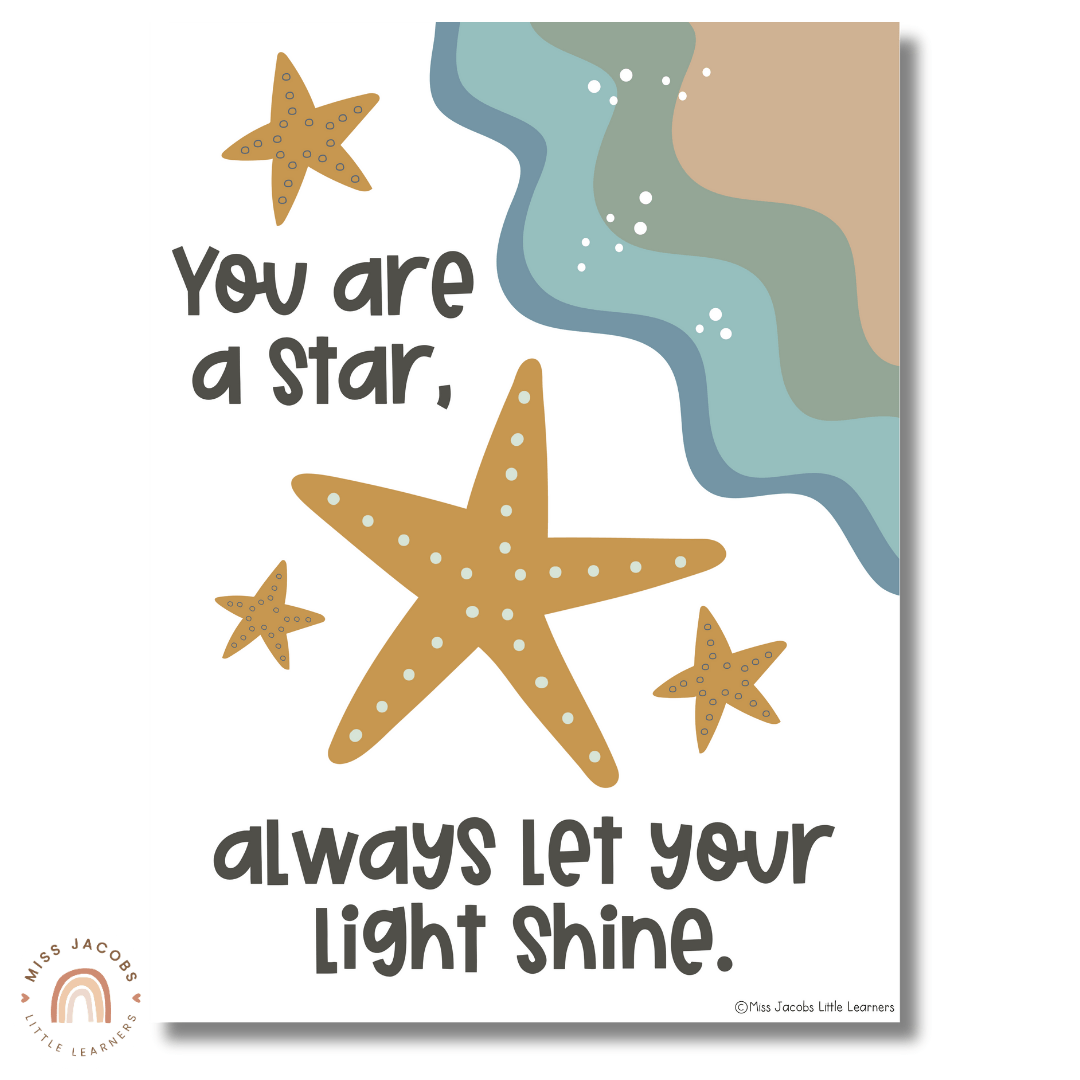 Cute Sea Life Motivational Classroom Posters - Miss Jacobs Little Learners