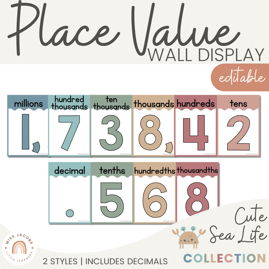 Cute Sea Life Place Value Posters Bulletin Board Display - Miss Jacobs ...