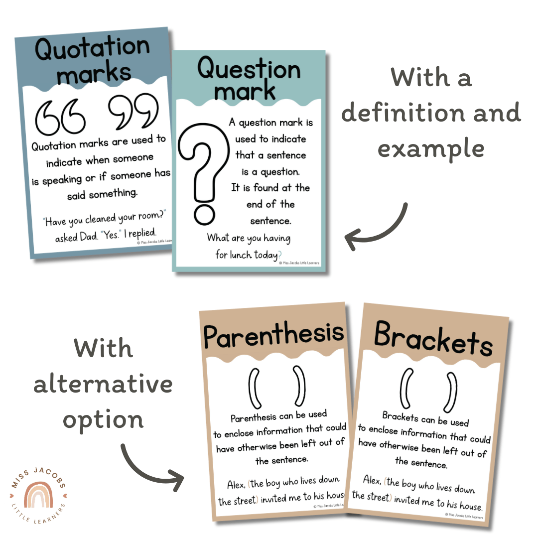 Cute Sea Life Punctuation Posters - Miss Jacobs Little Learners