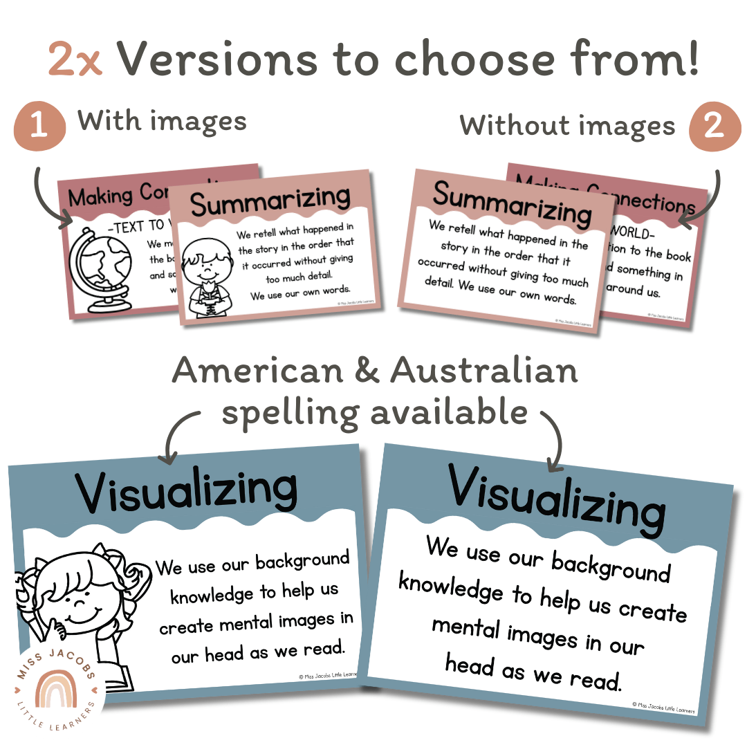 Reading Comprehension Strategies Posters - Cute Sea Life Decor