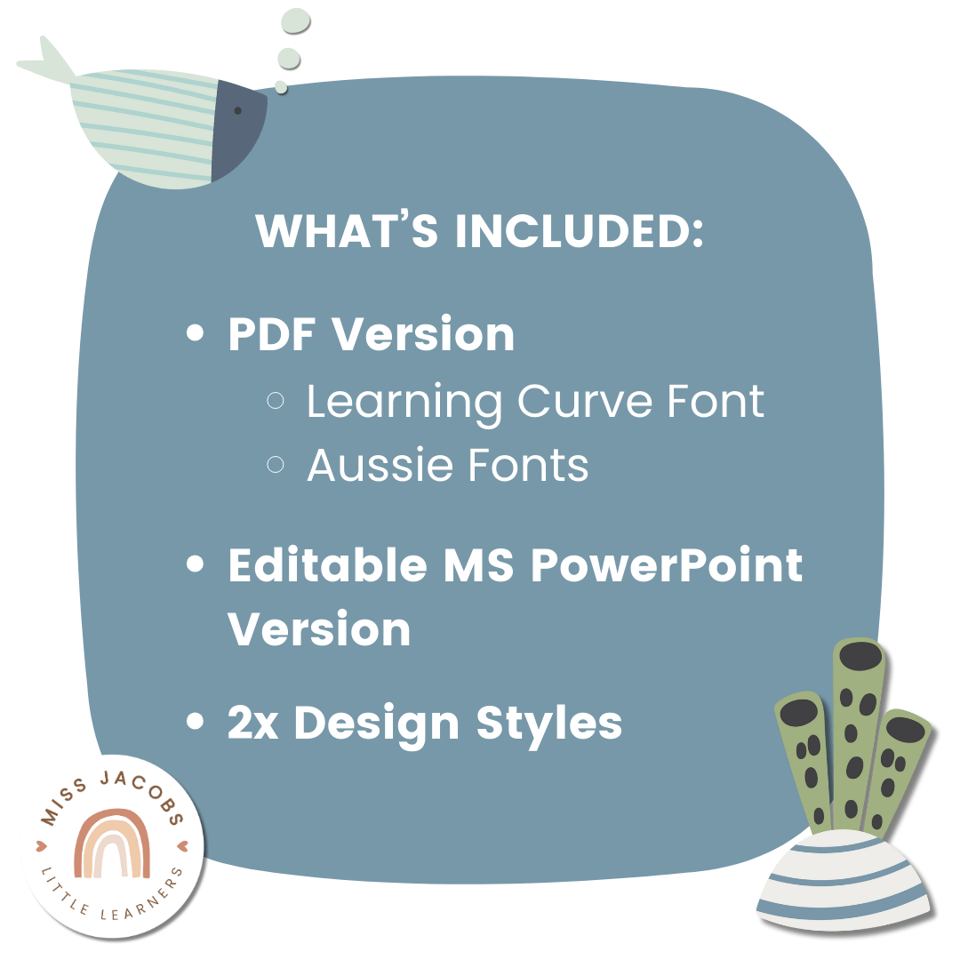 Student Desk Name Plate & Goals Mat - Cute Sea Life Decor – Miss Jacobs ...