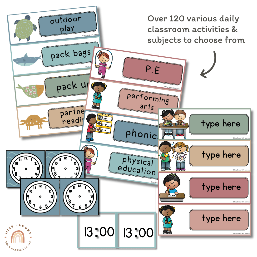 Visual Timetable Daily Schedule - Cute Sea Life Classroom Decor