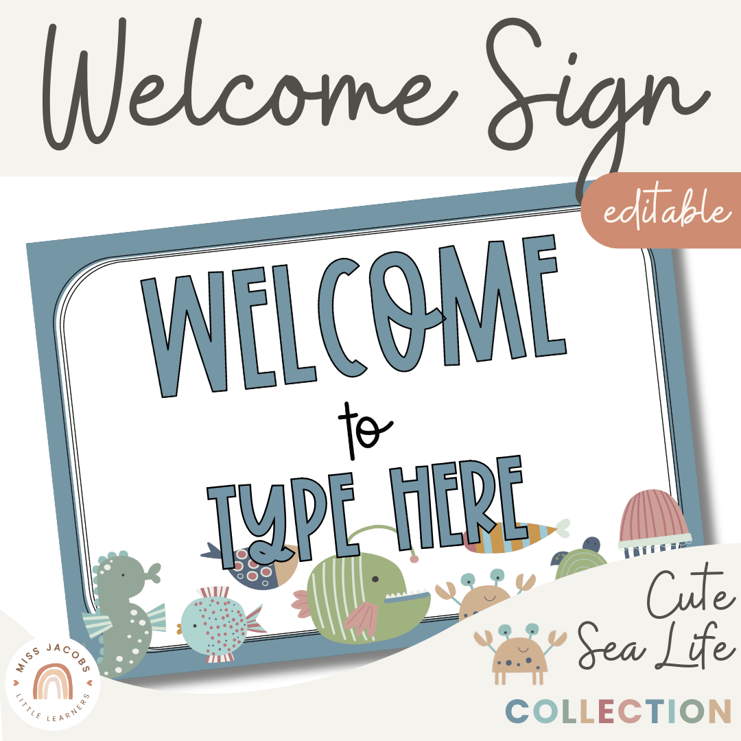 Welcome Sign - Cute Sea Life Classroom Decor