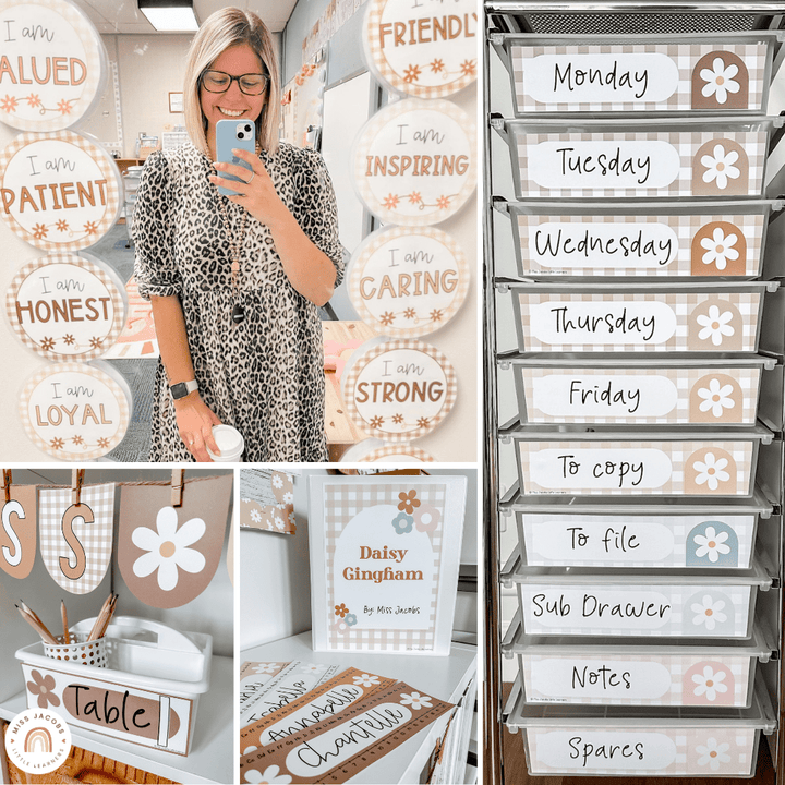 Daisy Gingham Neutrals Theme - Miss Jacobs Little Learners - Miss ...