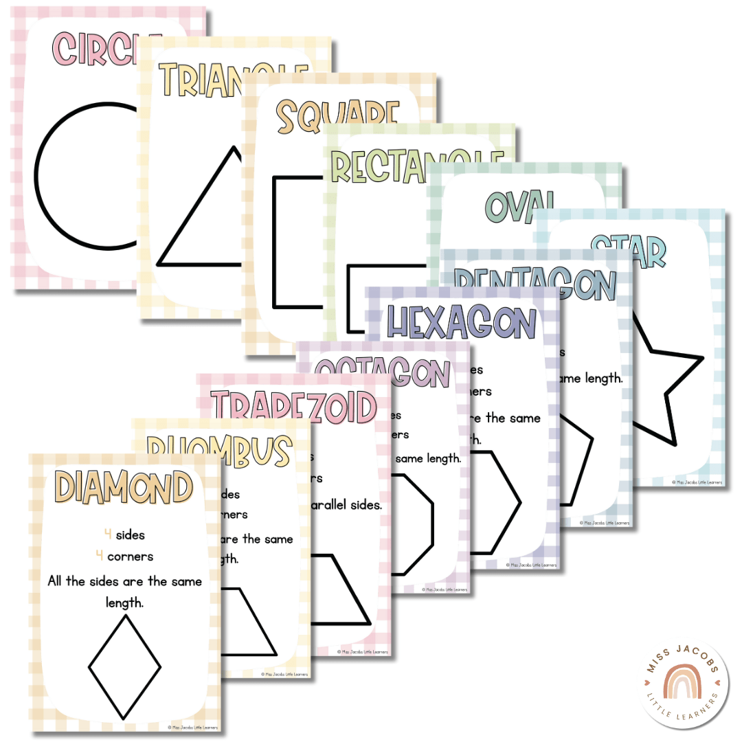 Daisy Gingham Pastels 2D Shape Posters - Default Title - Miss Jacobs ...