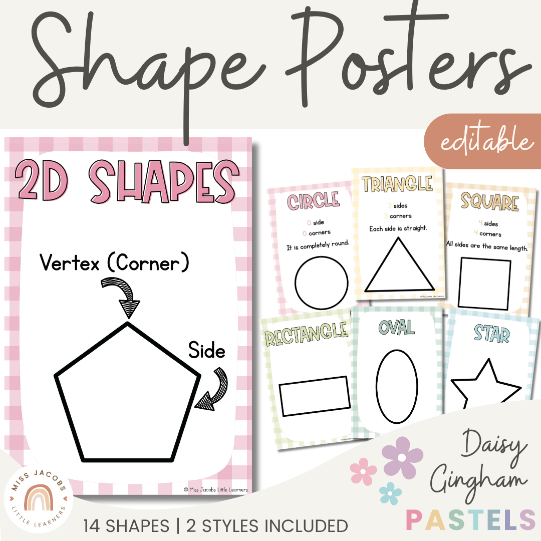 Daisy Gingham Pastels 2D Shape Posters - Default Title - Miss Jacobs ...
