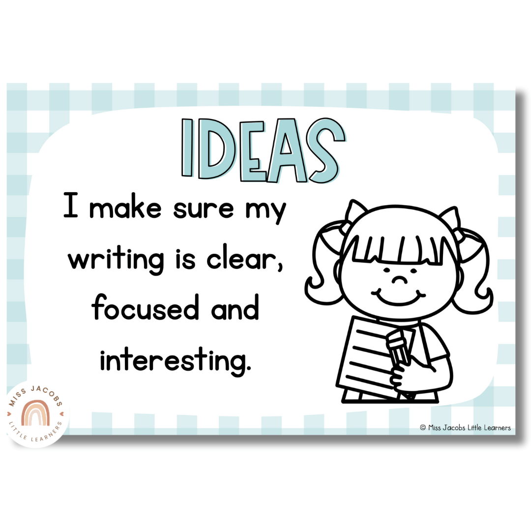 6 + 1 Traits of Writing Posters - Daisy Gingham Pastels