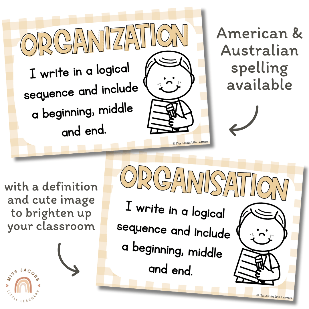 6 + 1 Traits of Writing Posters - Daisy Gingham Pastels