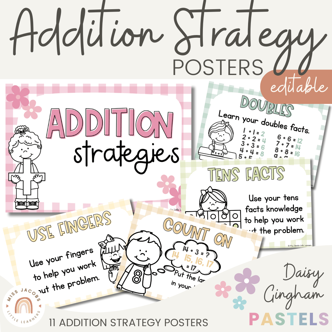 Daisy Gingham Pastels Addition Strategies Posters - Miss Jacobs Little ...