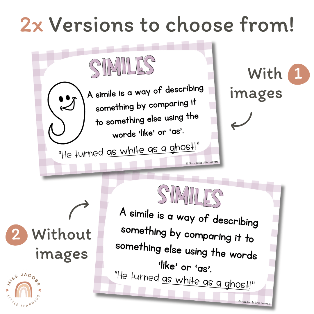 Figurative Language Posters - Daisy Gingham Pastels Theme