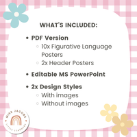 Figurative Language Posters - Daisy Gingham Pastels Theme