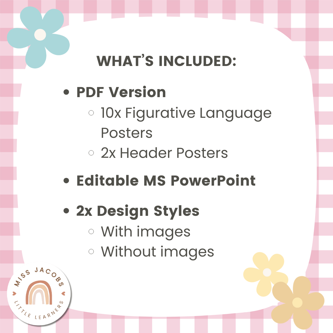 Figurative Language Posters - Daisy Gingham Pastels Theme - Default Title