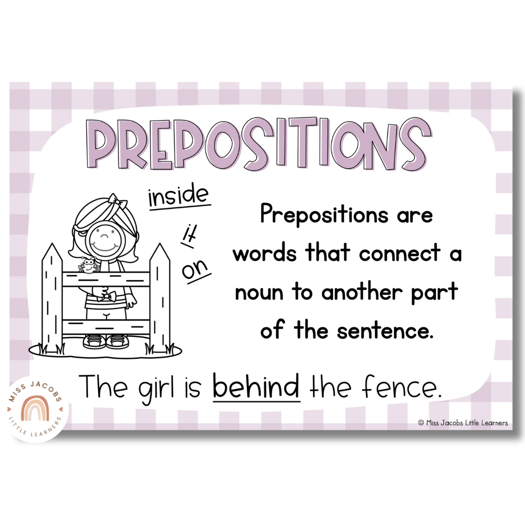 Parts of Speech Posters - Daisy Gingham Pastels Theme