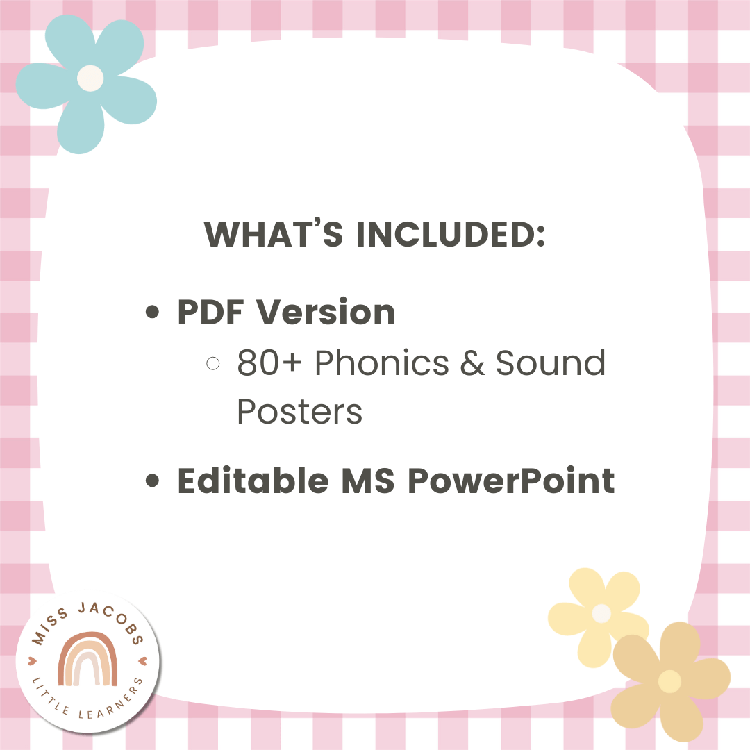 Phonics Posters - Daisy Gingham Pastels Theme