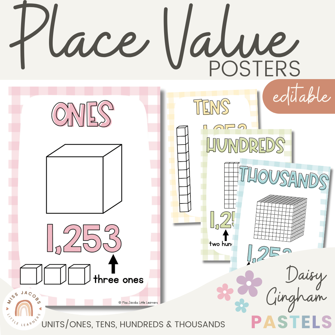 Daisy Gingham Pastels Place Value Posters - Miss Jacobs Little Learners