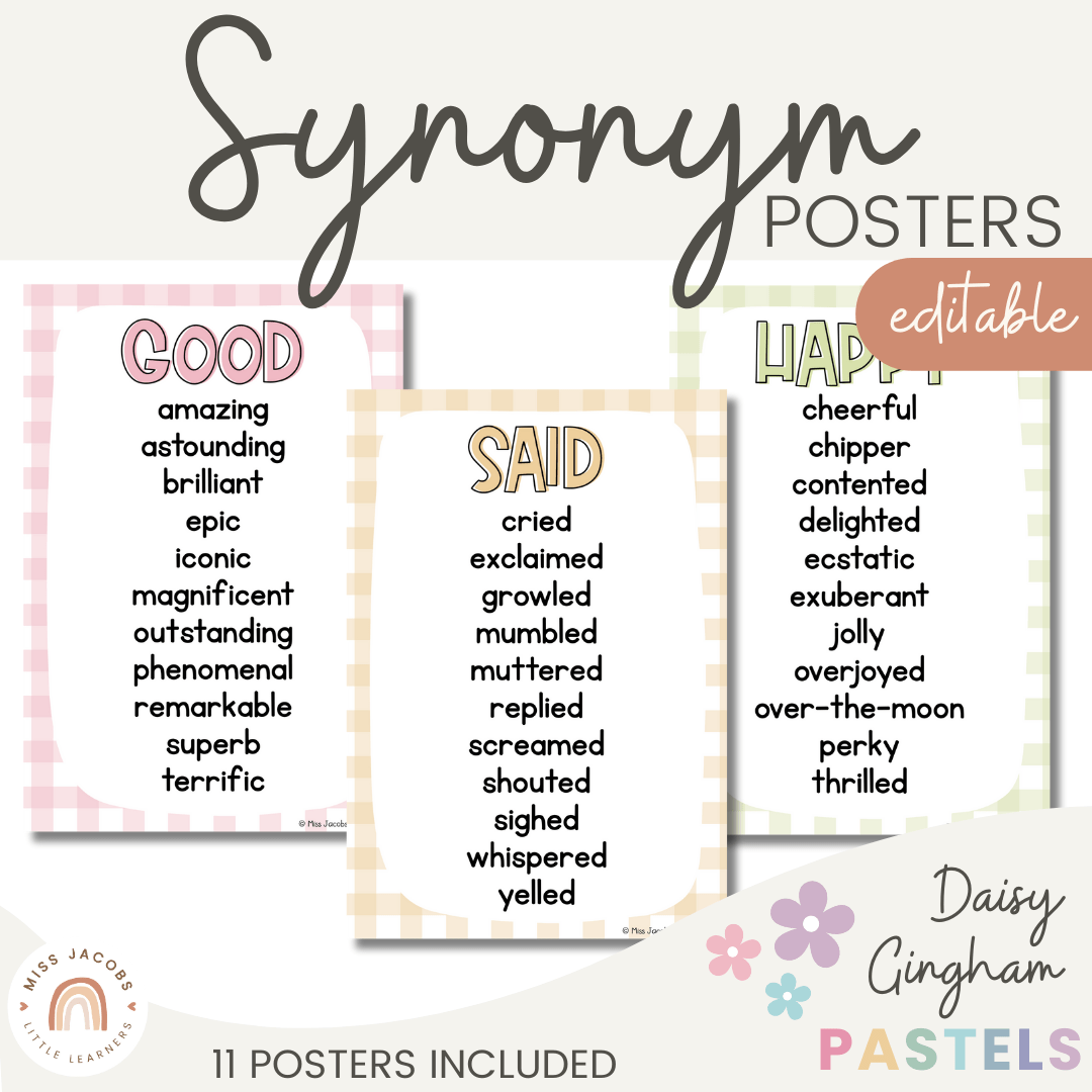 Synonym Posters - Daisy Gingham Pastels Theme