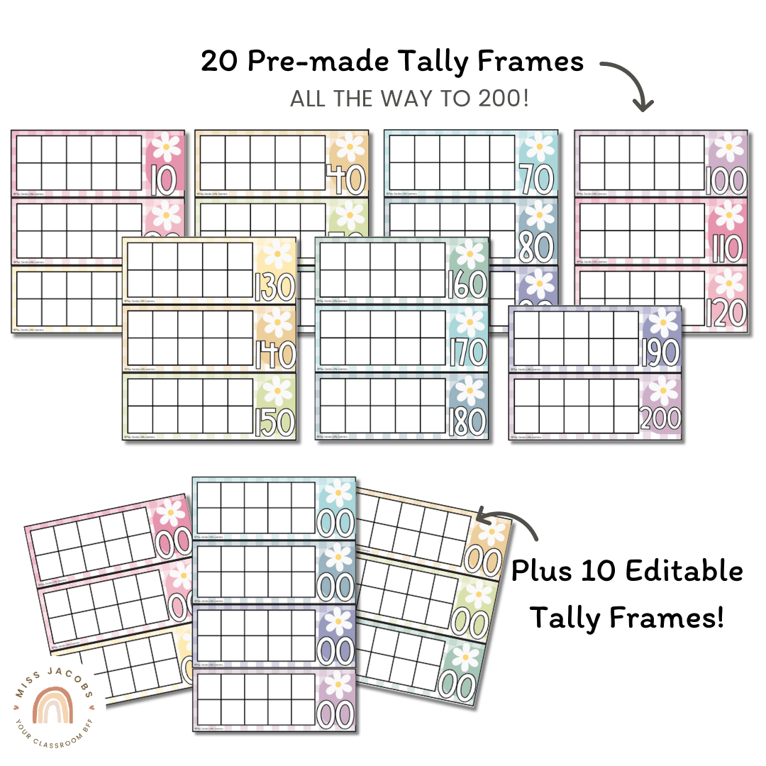 Days at School Display | 100 Days of School Tally | Daisy Gingham Past ...