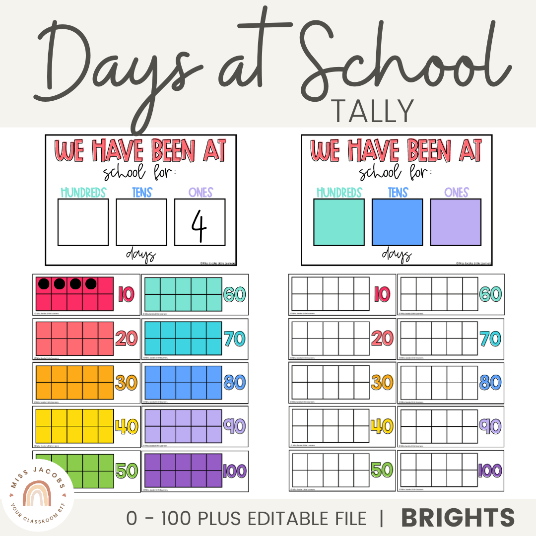 Days at School Tally | BRIGHTS CLASSROOM DECOR