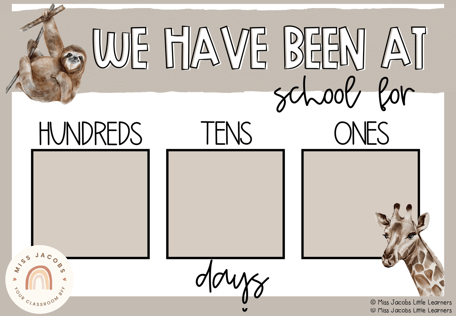 Days At School Tally Display - Modern Jungle Classroom Decor