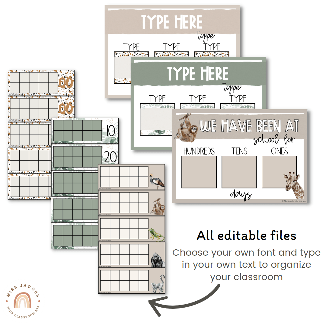 Days At School Tally Display - Modern Jungle Classroom Decor