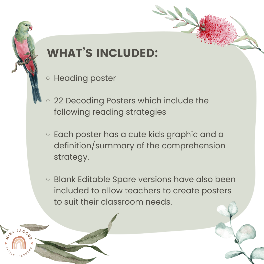 Reading Decoding Strategies Posters - Australiana Decor