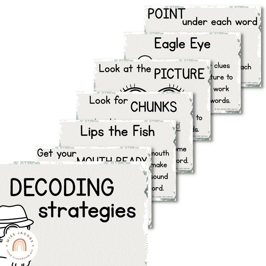 Decoding Reading Strategies Posters - Modern Jungle Decor