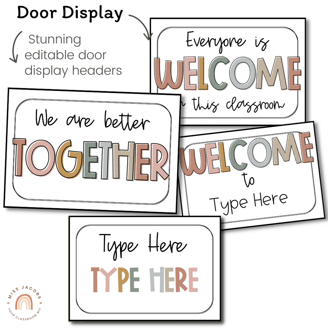 Door Display - Simply Boho Classroom Decor