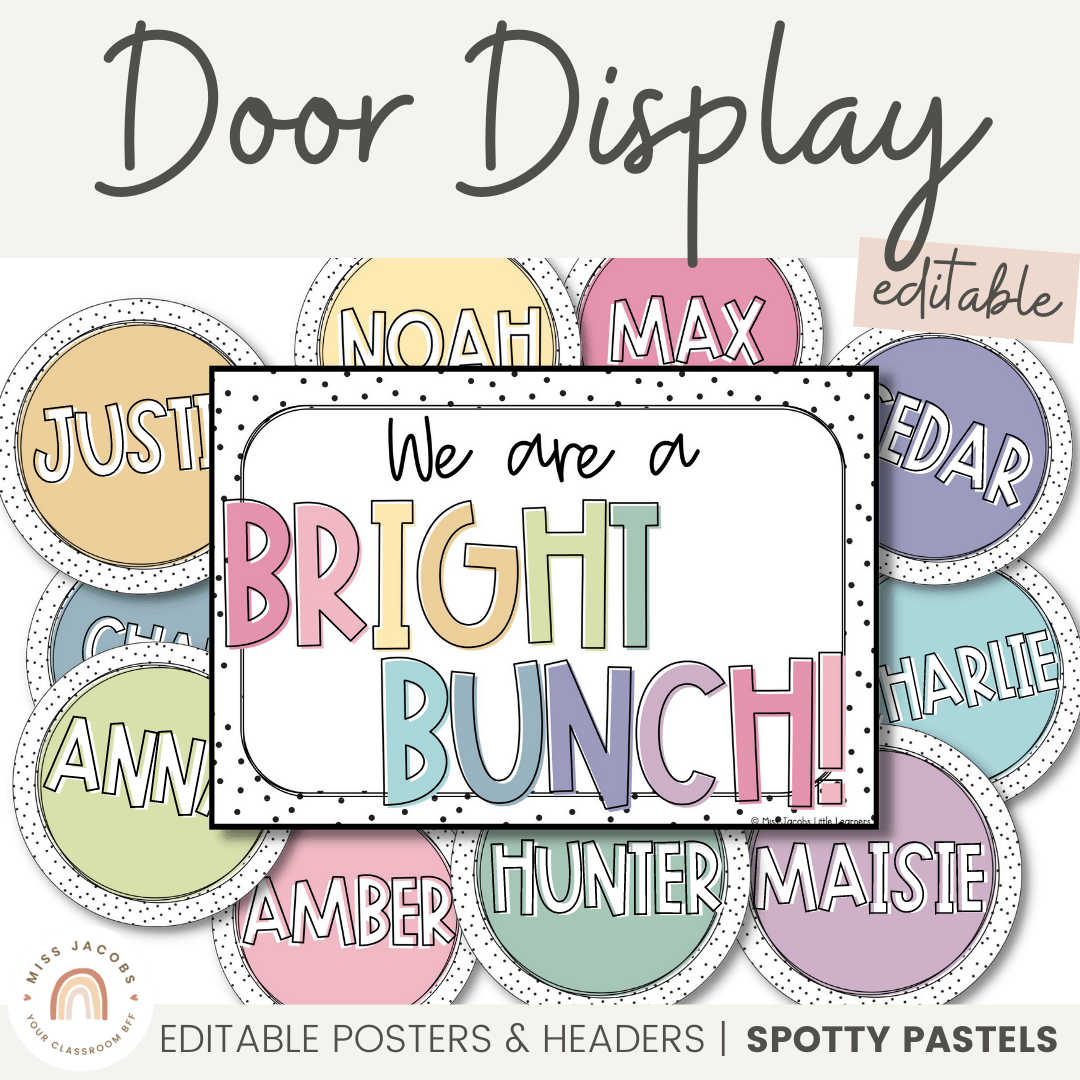 Door Display - Spotty Pastel Classroom Theme - Miss Jacobs