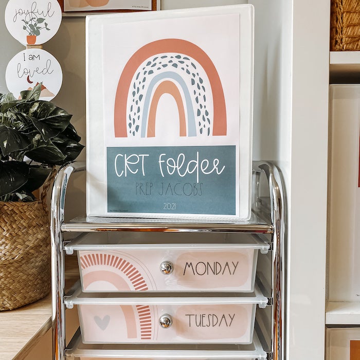 Earthy Rainbow Themed Teacher Binder Covers and Spines | Editable