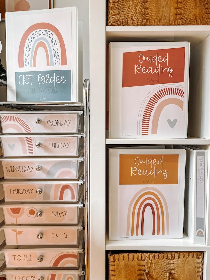 Earthy Rainbow Themed Teacher Binder Covers and Spines | Editable