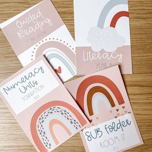 Earthy Rainbow Themed Teacher Binder Covers and Spines | Editable ...