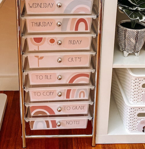 Earthy Rainbow Trolley Labels | Editable