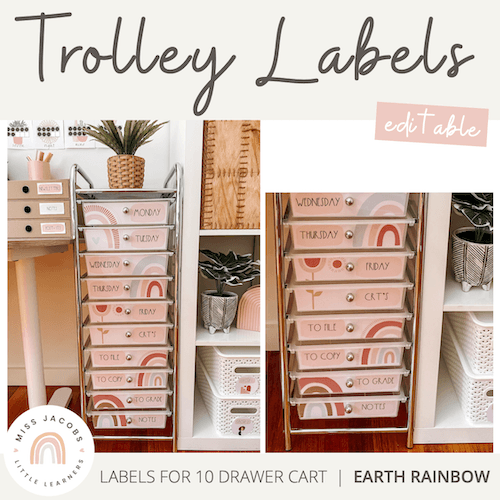 Earthy Rainbow Trolley Labels | Editable