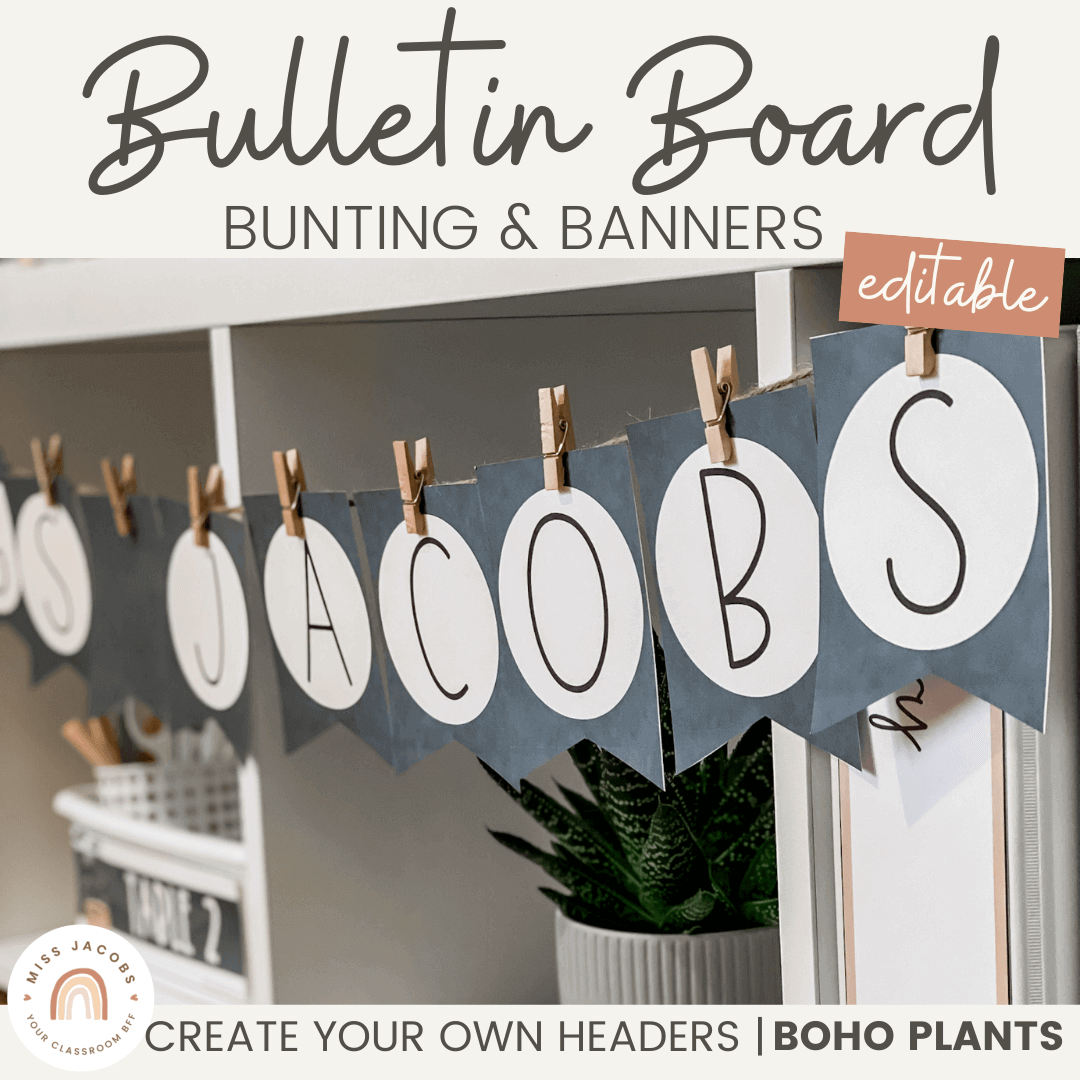 Bunting & Banners - Bulletin Board Letters - Boho Plants Decor