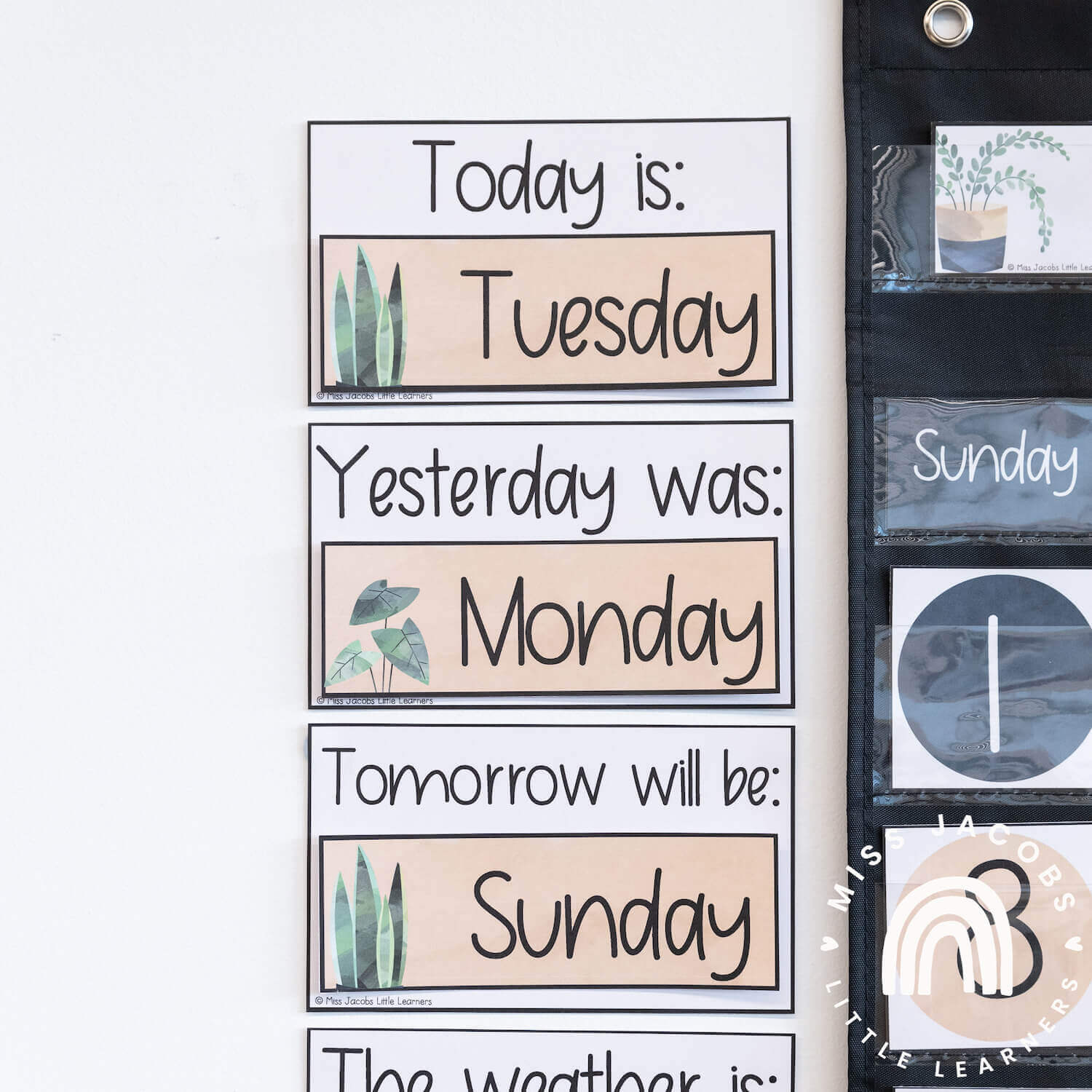 Calendar & Weather Display - Boho Plants Classroom Decor