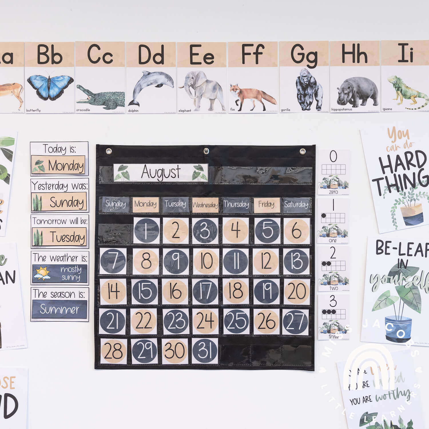 Calendar & Weather Display - Boho Plants Classroom Decor