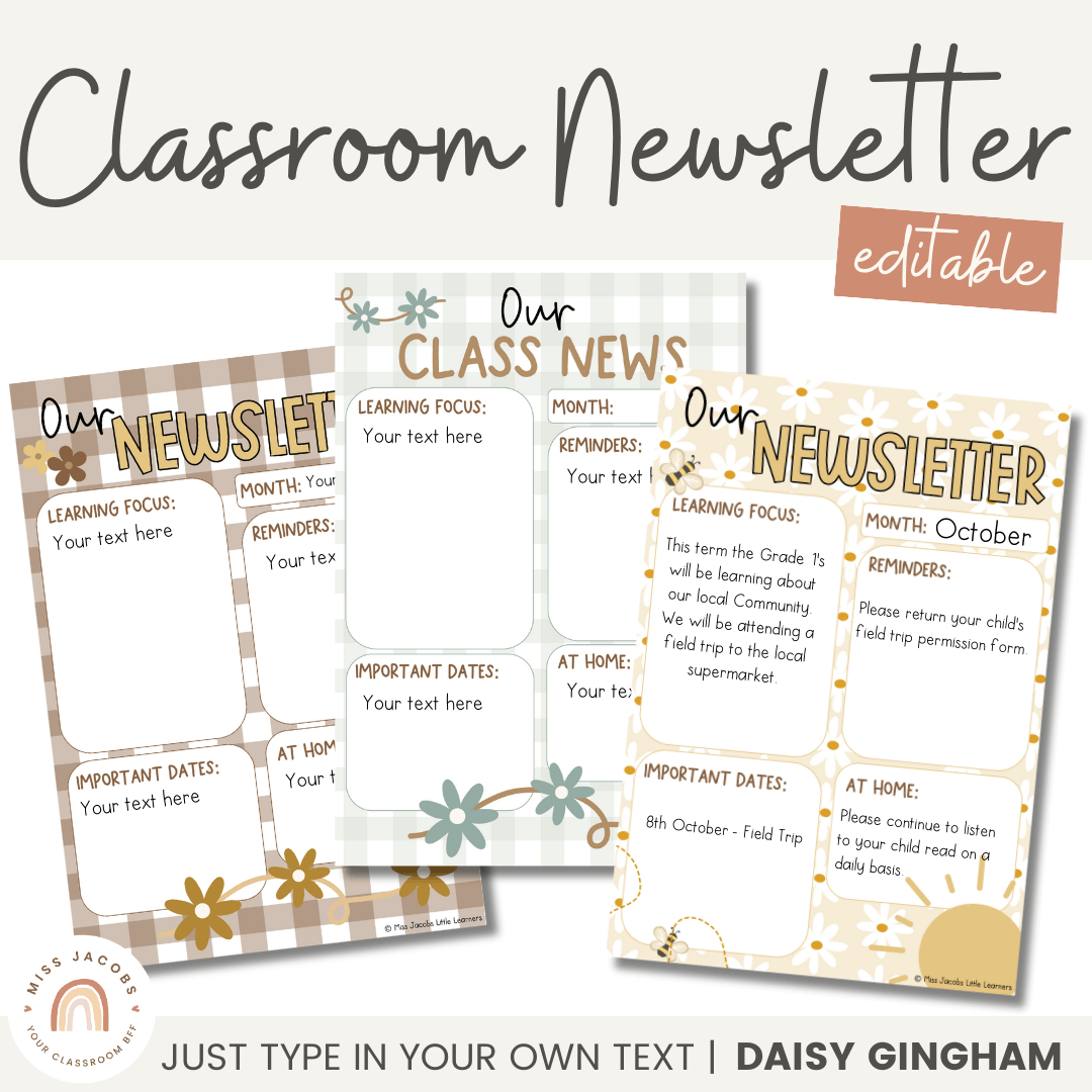 Classroom Newsletter Templates - Miss Jacobs Little Learners