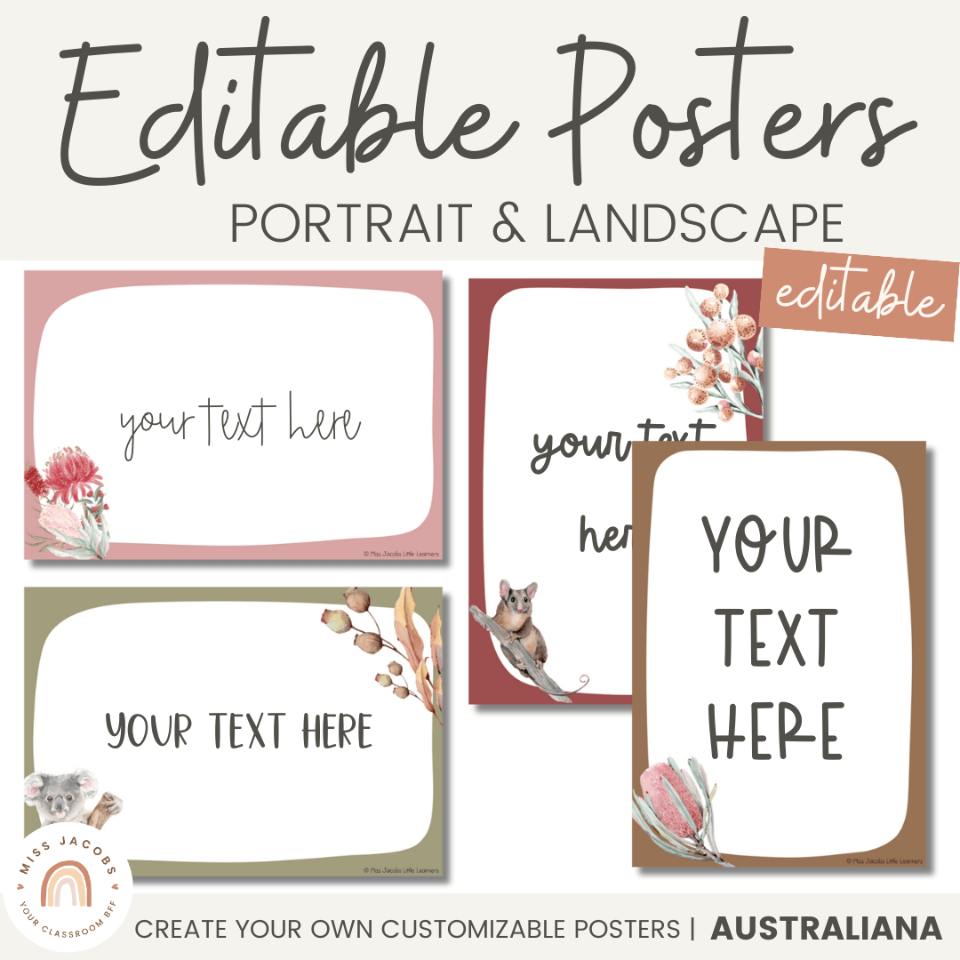 Editable Classroom Posters | Australiana
