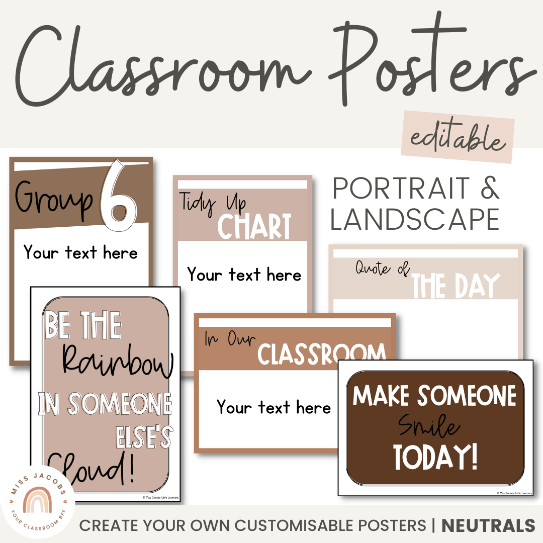 EDITABLE CLASSROOM POSTERS | OMBRE NEUTRALS