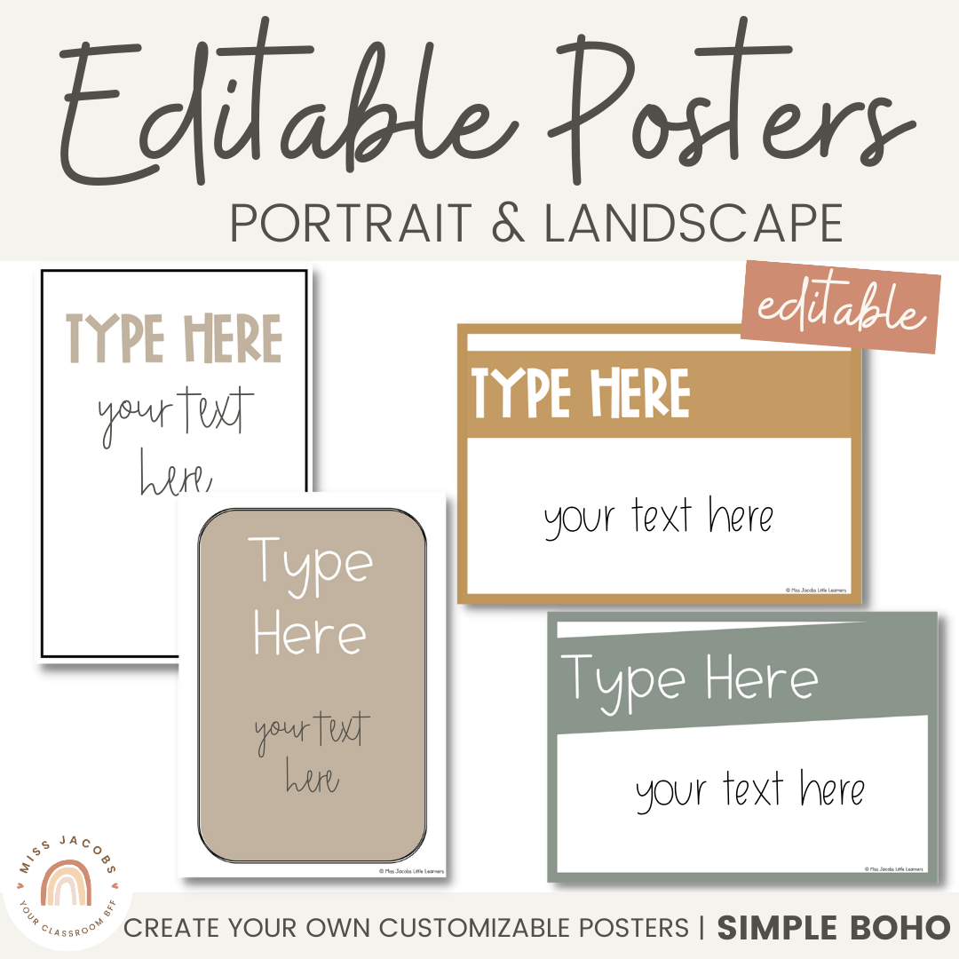 EDITABLE CLASSROOM POSTERS | SIMPLE BOHO – Miss Jacobs Little Learners