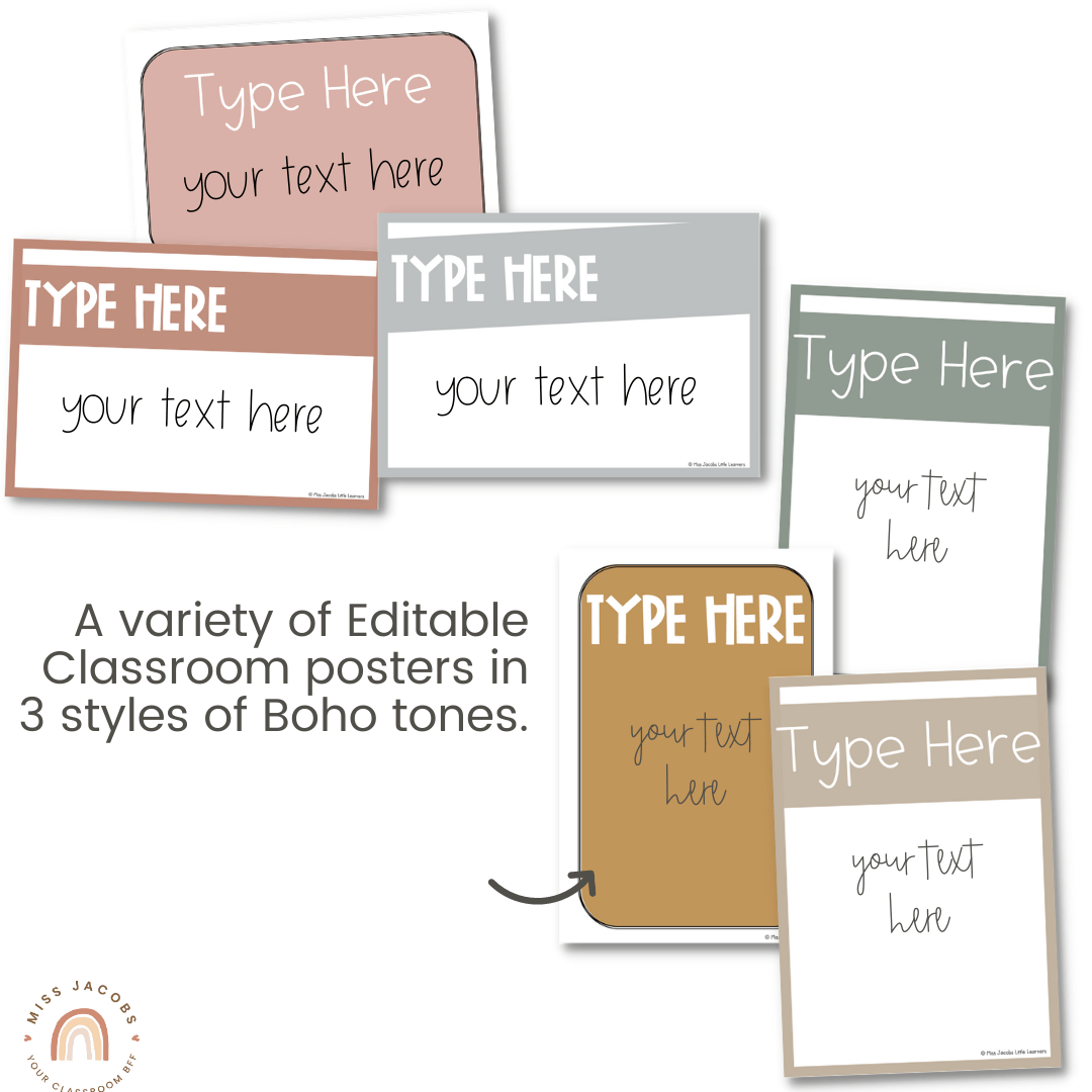 EDITABLE CLASSROOM POSTERS | SIMPLE BOHO – Miss Jacobs Little Learners