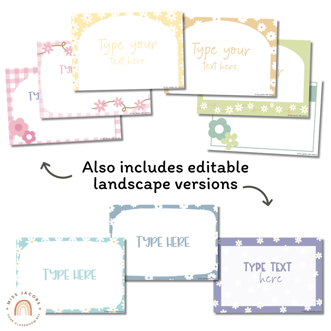 Editable & Customizable Classroom Posters | Daisy Gingham Pastels Clas ...