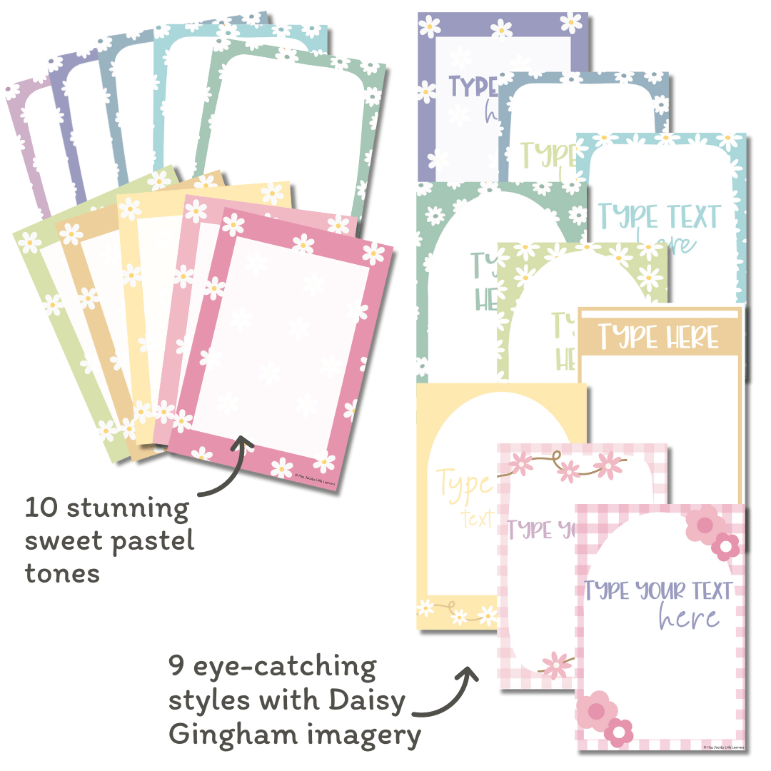 Editable & Customizable Classroom Posters | Daisy Gingham Pastels Clas ...