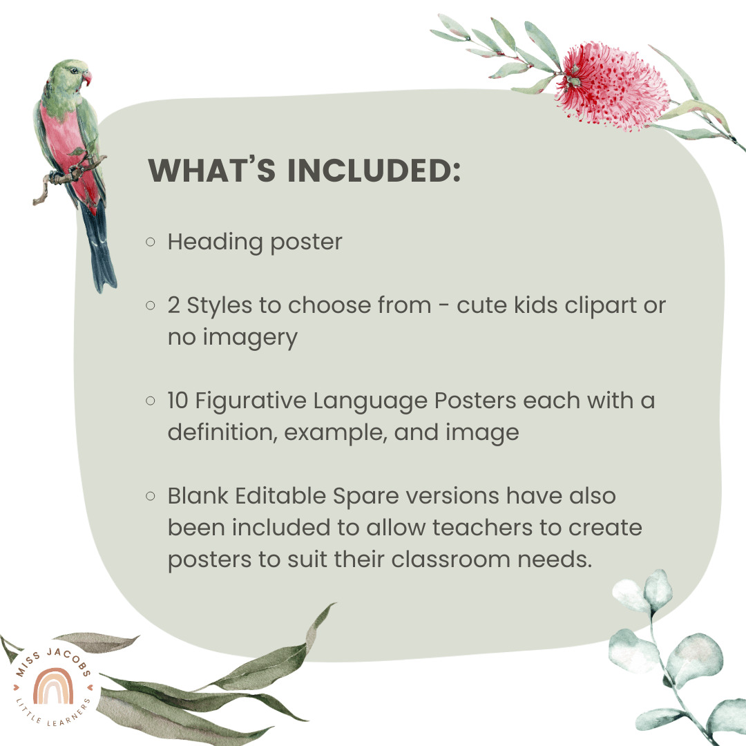Figurative Language Posters - Australiana Classroom Decor