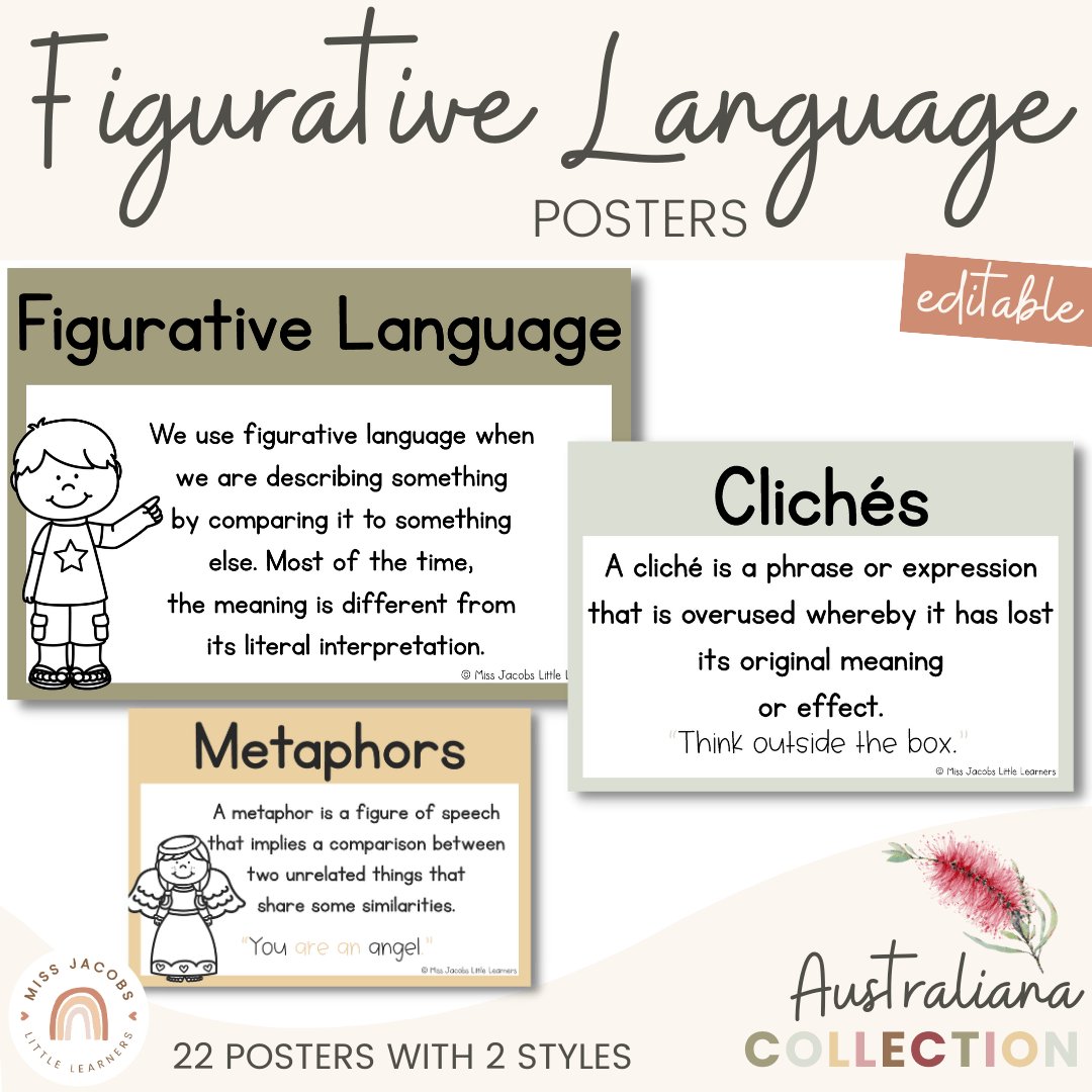Figurative Language Posters - Australiana Classroom Decor