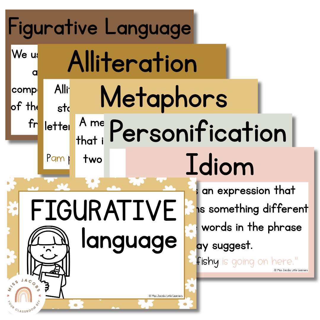 Figurative Language Posters | Daisy Gingham Neutrals English Classroom ...