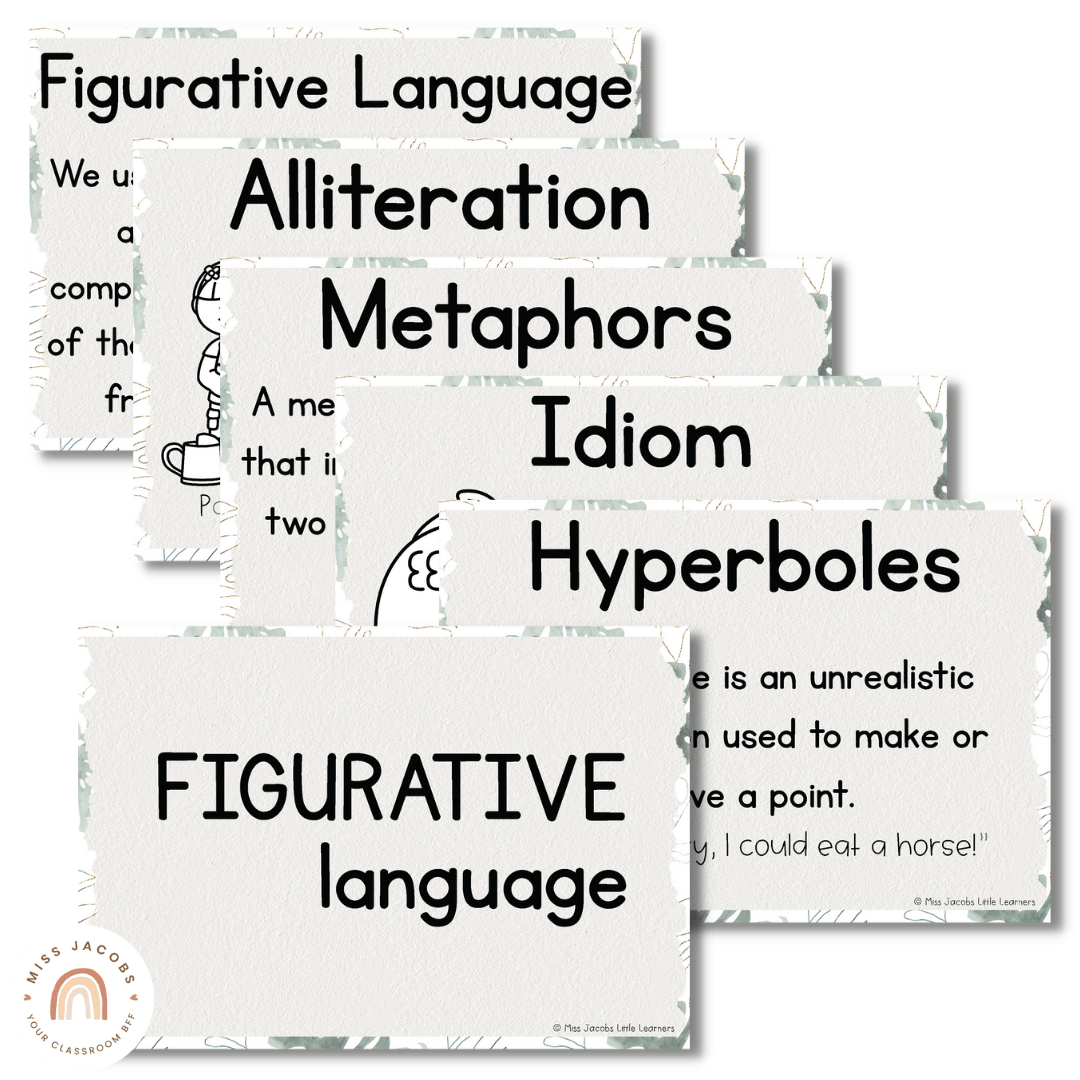 Figurative Language Posters - Modern Jungle Decor